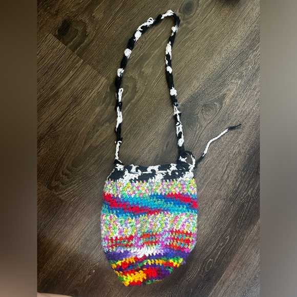 Handmade | Bags | Handmade Crochet Colorful Drawstring Crossbody Bucket ...